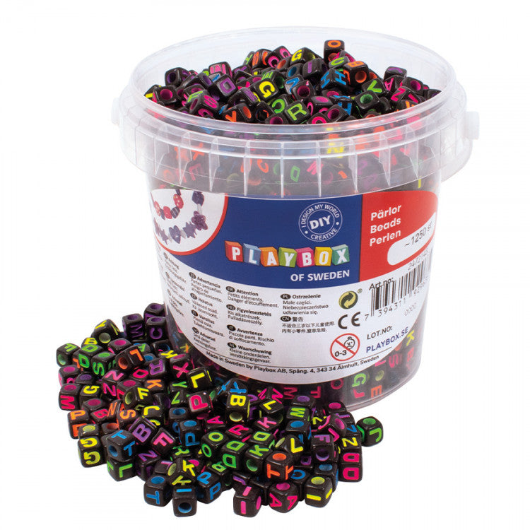 Stafaperlur neon skólasett 1250 stk— ABC Skólavörur