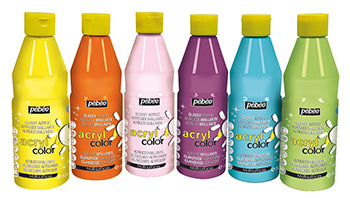 Akríl glossy pastel litir 6 x 500ml— ABC Skólavörur